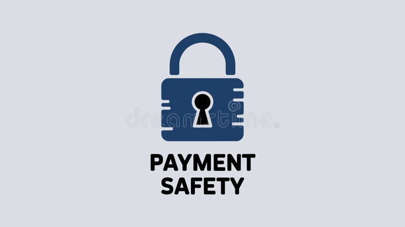 Single Closed Padlock with Payment Safety" Text on White Background ...