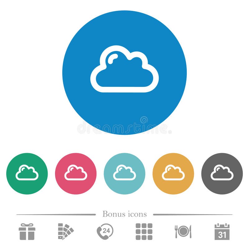 Single Cloud Flat Round Icons Stock Vector - Illustration of social ...