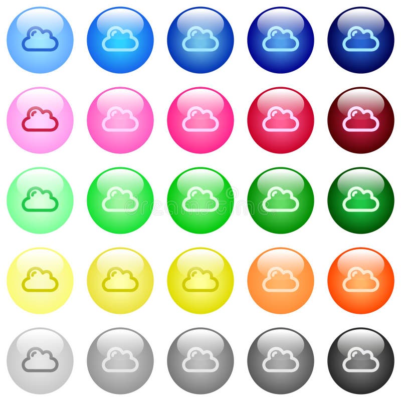 Cloud Icons on Color Glossy, Rectangular Menu Button Stock Vector ...