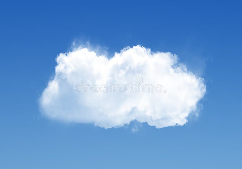 Single Cloud Isolated Over Blue Sky Background. White Fluffy Cloud ...