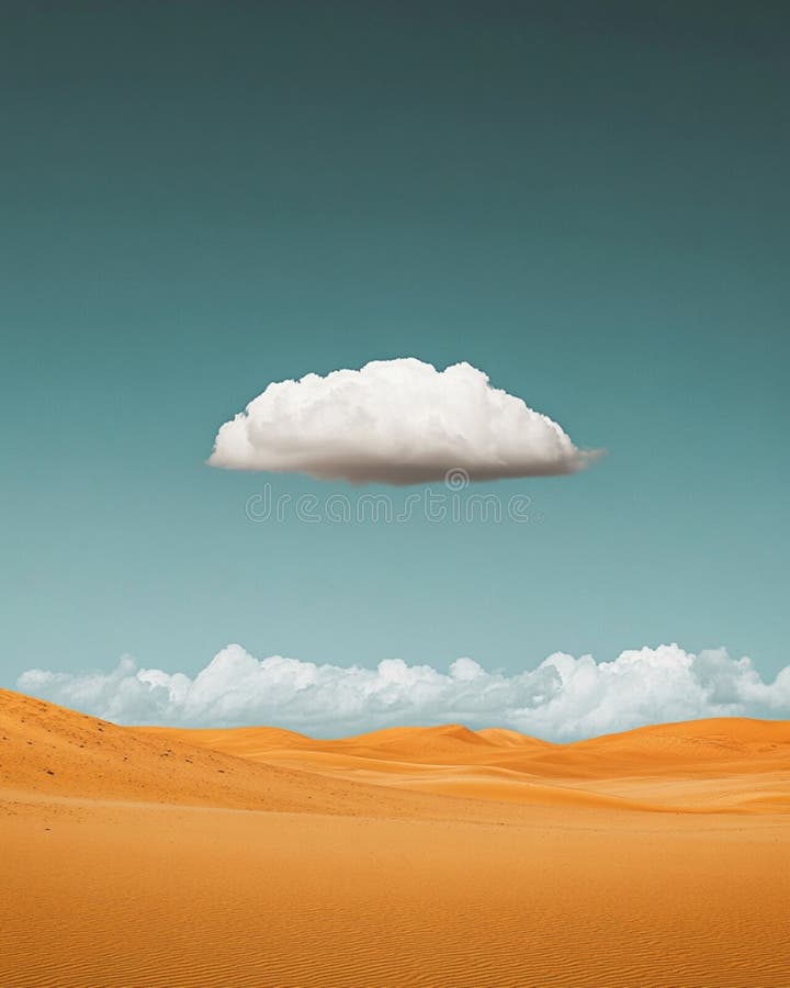 Single Cloud Over Expansive Orange Desert Landscape Dramatic Sky Stock ...