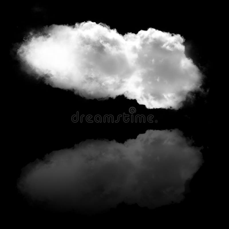 Cloud and Its Reflection Isolated Over Black Background Stock ...