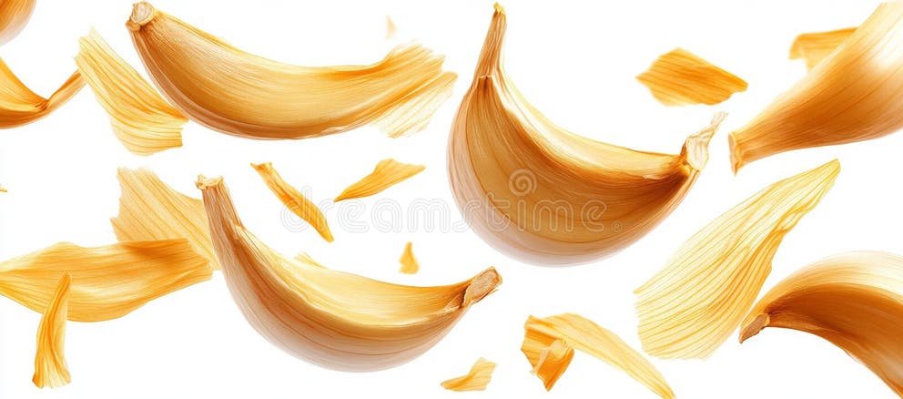 A Single Clove of Garlic, Falling and Isolated on a White Backdrop, is ...