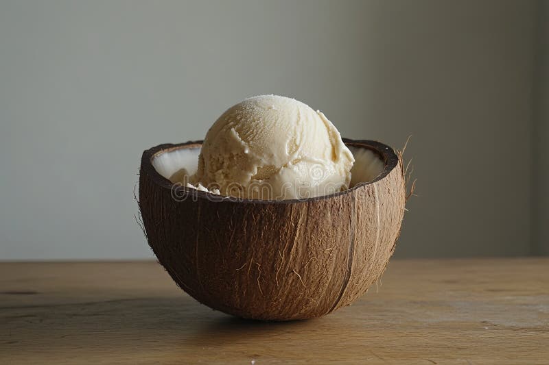 A Single Coconut Shell Used As a Serving Bowl for Refreshing Coconut ...
