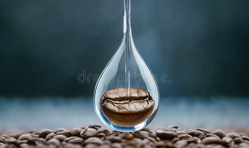 A Single Coffee Bean Suspended in a Drop of Water Stock Image - Image ...