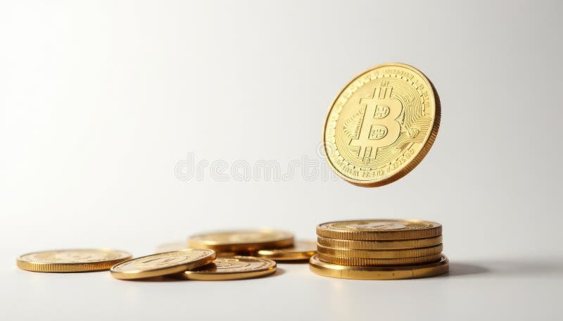 A Single Coin Flipped Mid Air, Isolated on White , Close Up, Simple ...