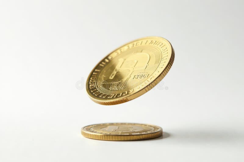 A Single Coin Flipped Mid Air, Isolated on White , Toss, Fortune Stock ...