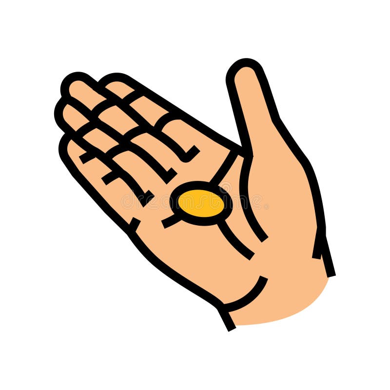 Single Coin Open Palm Color Icon Vector Illustration Stock ...