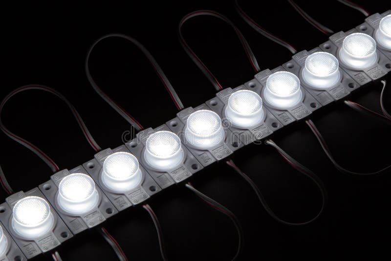 Single Cold White Led Module on Black Background Stock Image - Image of ...