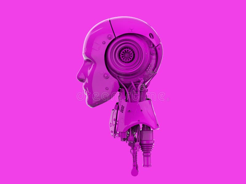 Single Color Ai Robot in Neon Pink Stock Illustration - Illustration of ...