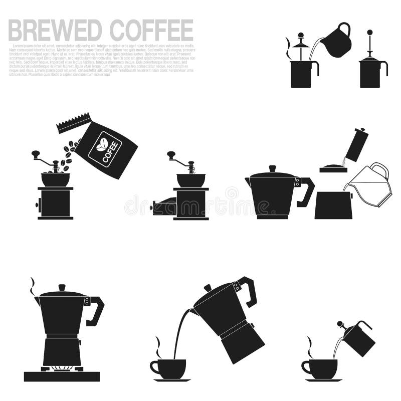 Single Color Icon of Brewed Coffee Making Process Stock Vector ...