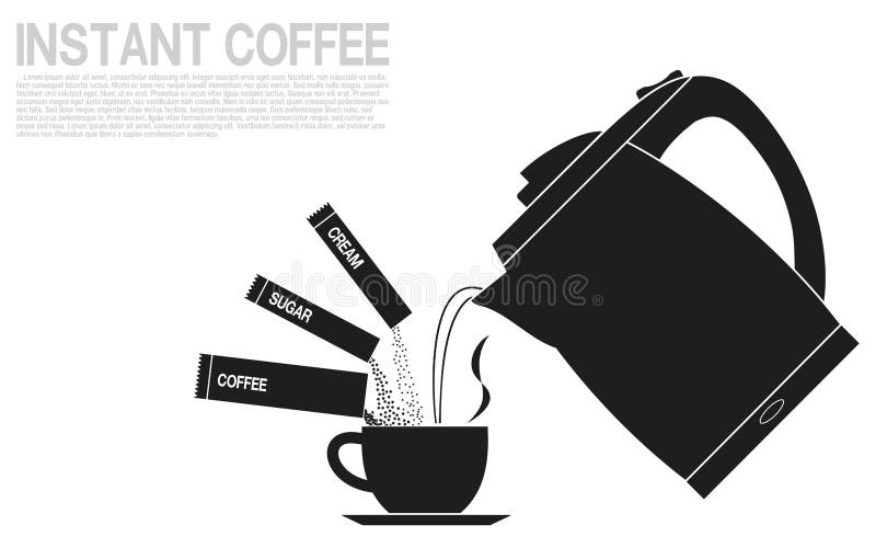 Single Color Icon of Instant Coffee Making Process Stock Vector ...