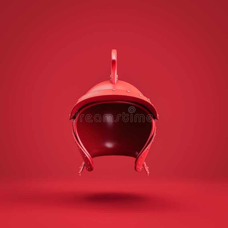 Single Color Red Medieval Knight Helmet. Front View Ancient Warrior ...