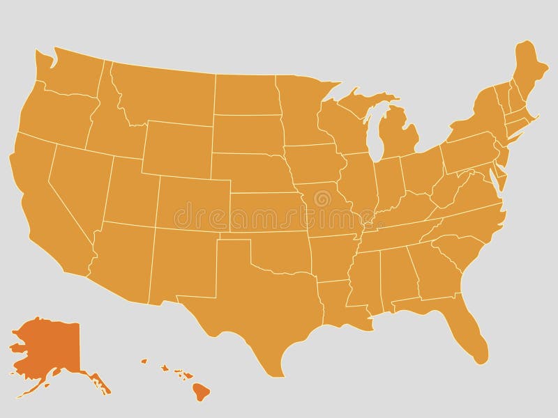 Single Color United States Map Without Names On A Gray Background Stock Illustration