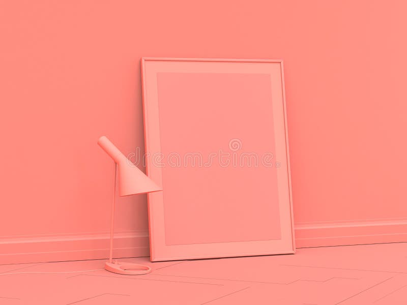 Single Color Vertical Poster Frame on the Floor in a Monochrome Pink ...