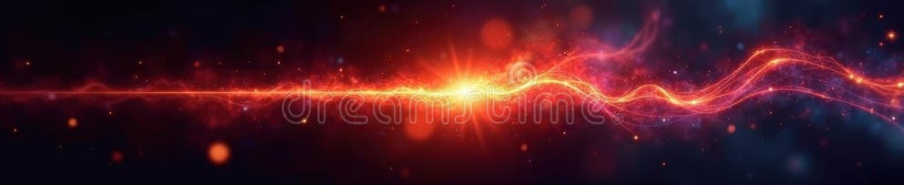 Single Colored Fire Beam Cuts through Black, Intense Glow , Effect ...