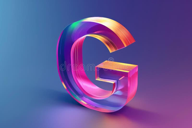 A Single, Colorful Letter G on a Bright Blue Background Stock ...