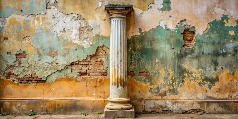 Single Column Against a Peeling Wall, Abandoned, Architecture, History ...