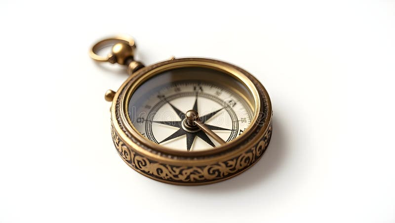Single Compass Isolated Pure White Background Stock Illustration ...