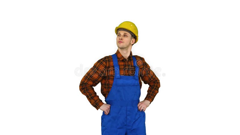 Single Construction Worker Puts on Safety Hat and Does Some Cool ...