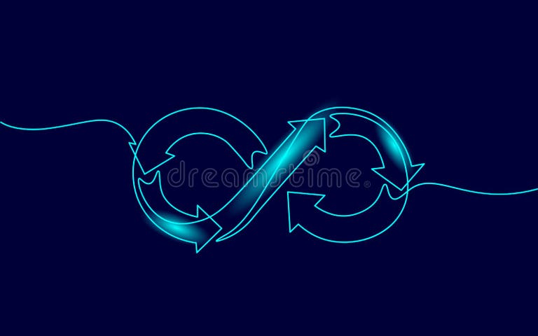 Single Continuous Line Art Devops Agile Concept. Infinity Symbol Team ...