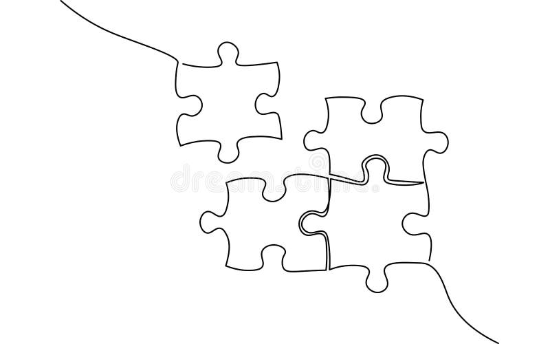 Single Continuous Line Art Puzzle Game. Team Work Problem Solution ...