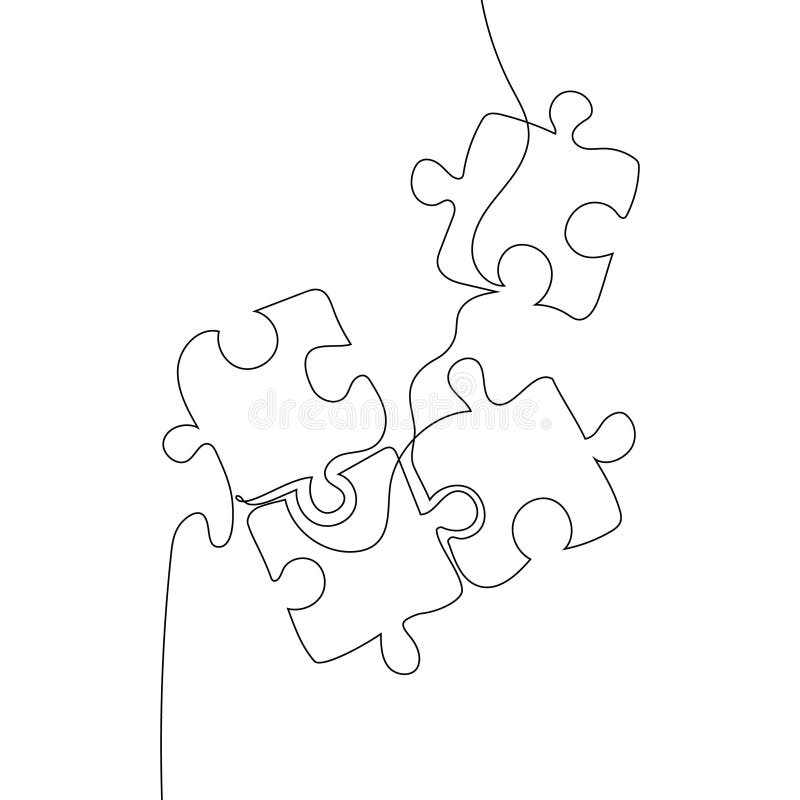 Continuous Line Art Puzzle Piece Stock Illustrations – 146 Continuous ...