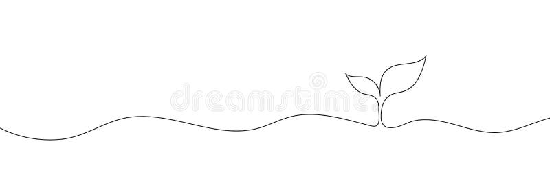 Single Continuous Line Art Sprout Growth Isolated on White Background ... Single Continuous Line Art Sprout Growth Isolated on White Background ...