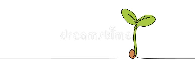 Single Continuous Line Art Sprout Growth Isolated on White Background ...