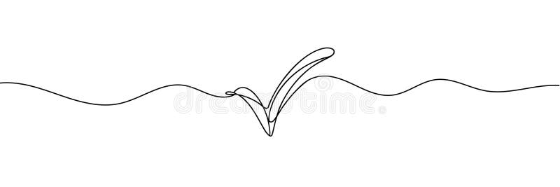 Single Continuous Line Check Icon Silhouette. Approved Test Correct ...