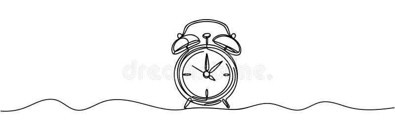 Single Continuous Line Drawing of an Alarm Clock Stock Illustration ...