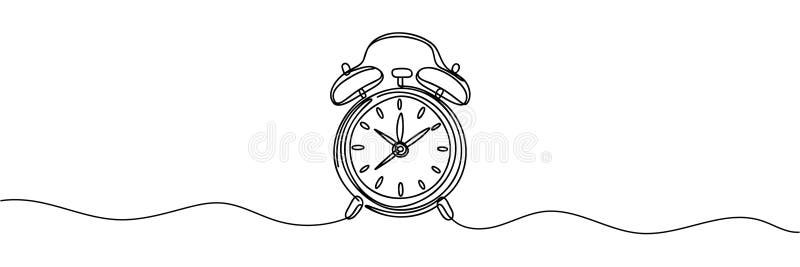 Single Continuous Line Drawing of an Alarm Clock Stock Vector ...
