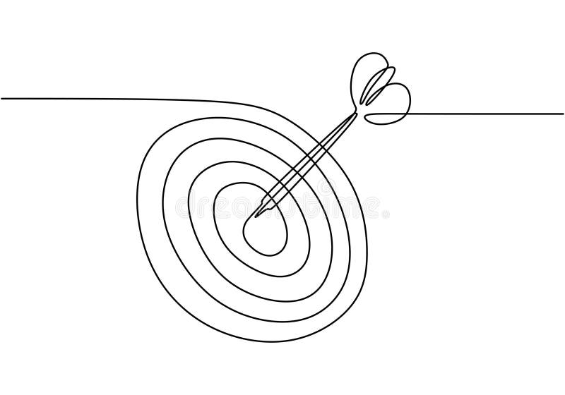 Single Continuous Line Drawing of Archery Target Pad Shot with Arrows ...