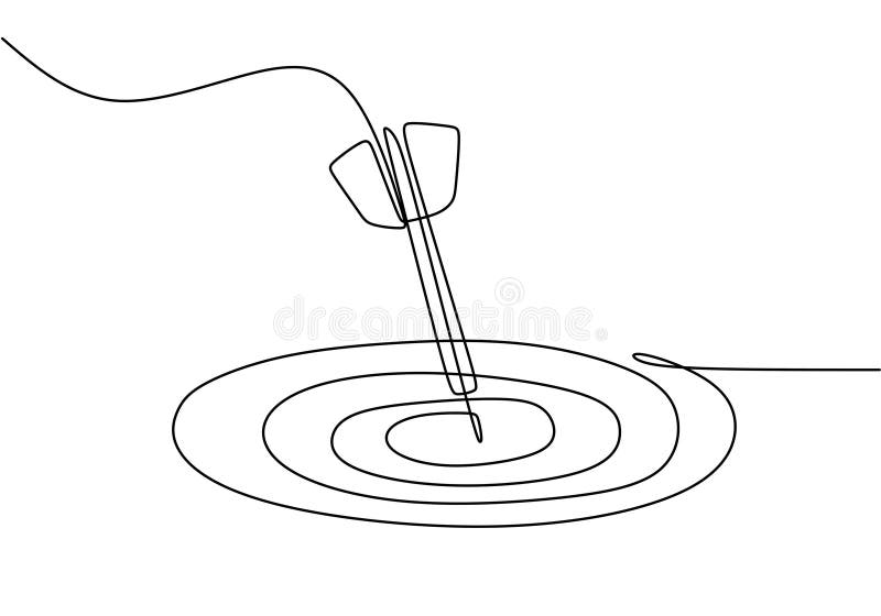 Single Continuous Line Drawing of Archery Target Pad Shot with Arrows ...