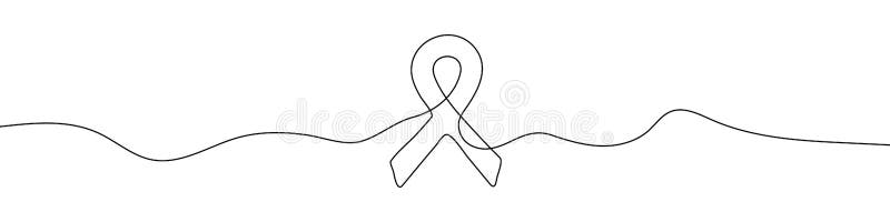 Single Continuous Line Drawing of a Awareness Ribbon. One Continuous ...