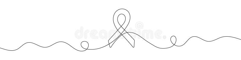 Single Continuous Line Drawing of a Awareness Ribbon. One Continuous ...