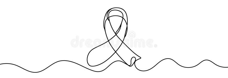 Single Continuous Line Drawing of a Awareness Ribbon. One Continuous ...