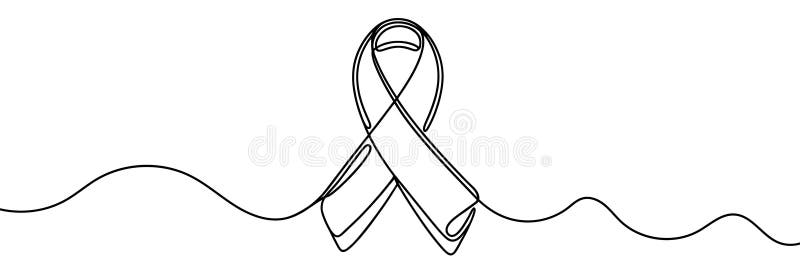 Single Continuous Line Drawing of a Awareness Ribbon. One Continuous ...