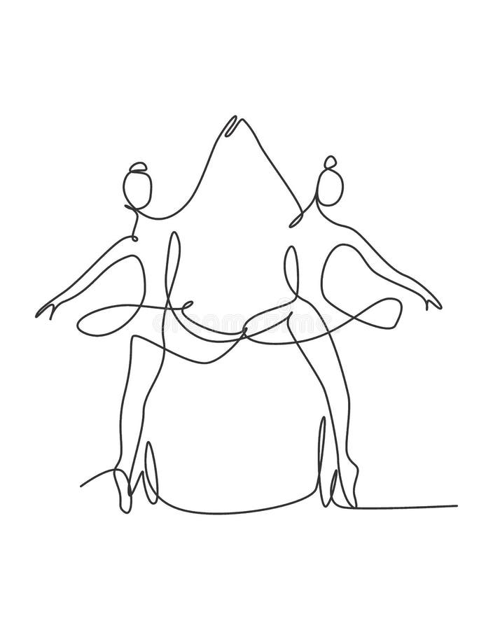 Single Continuous Line Drawing Ballerina In Ballet Motion Dance Style