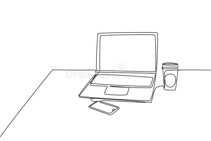 Laptop Smartphone Continuous Line Drawing Stock Illustrations – 189 ...
