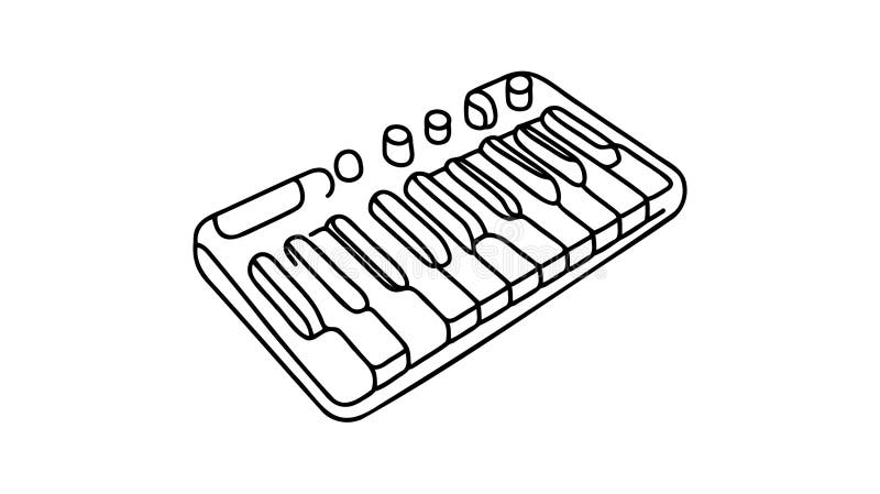 Single Continuous Line Drawing of Electric Synthesizer. Music ...