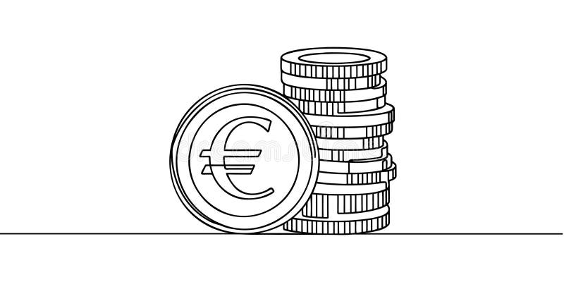 Single Continuous Line Drawing of a Euro Currency. One Continuous Line ...