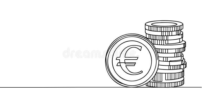 Single Continuous Line Drawing of a Euro Currency. One Continuous Line ...