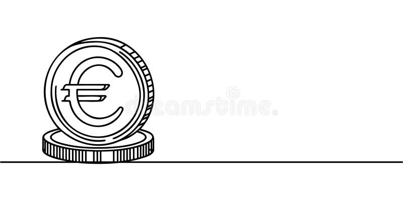 Single Continuous Line Drawing of a Euro Currency. One Continuous Line ...