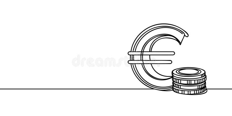 Single Continuous Line Drawing of a Euro Currency. One Continuous Line ...