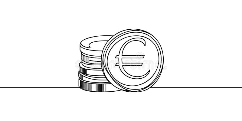 Single Continuous Line Drawing of a Euro Currency. One Continuous Line ...
