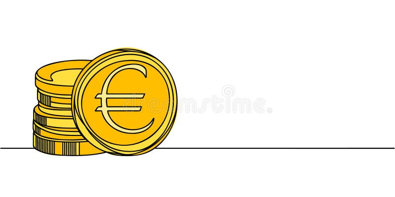 Single Continuous Line Drawing of a Euro Currency. One Continuous Line ...