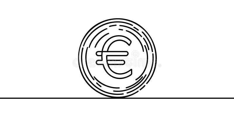 Single Continuous Line Drawing of a Euro Currency. One Continuous Line ...
