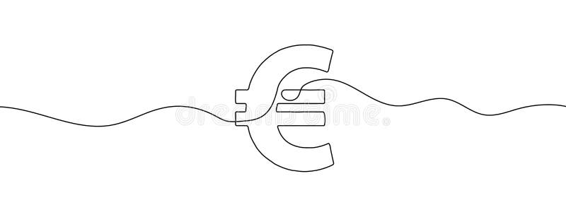 Single Continuous Line Drawing of a Euro Currency. Euro Currency Sign ...