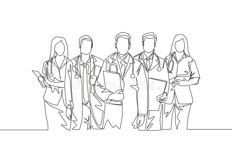 Single Continuous Single Line Drawing Group Of Talented Male And Female